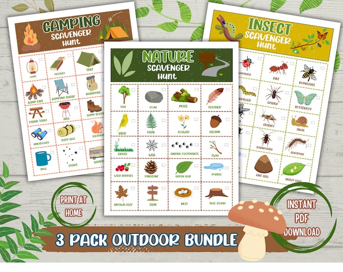 Nature Scavenger Hunt Printable, Forest Treasure Hunt for Kids, Hiking ...