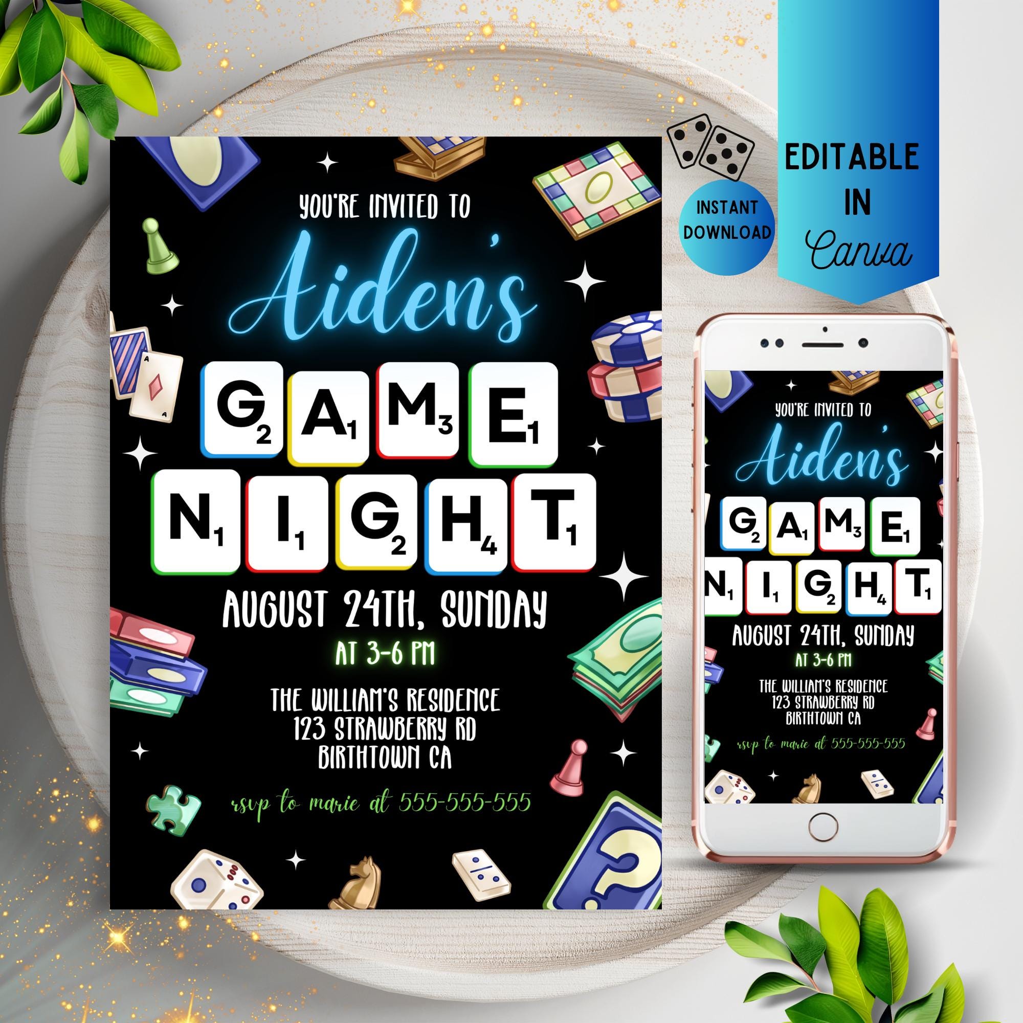 Editable Game Night Invite - Digital Template - Perfect for Friends ...