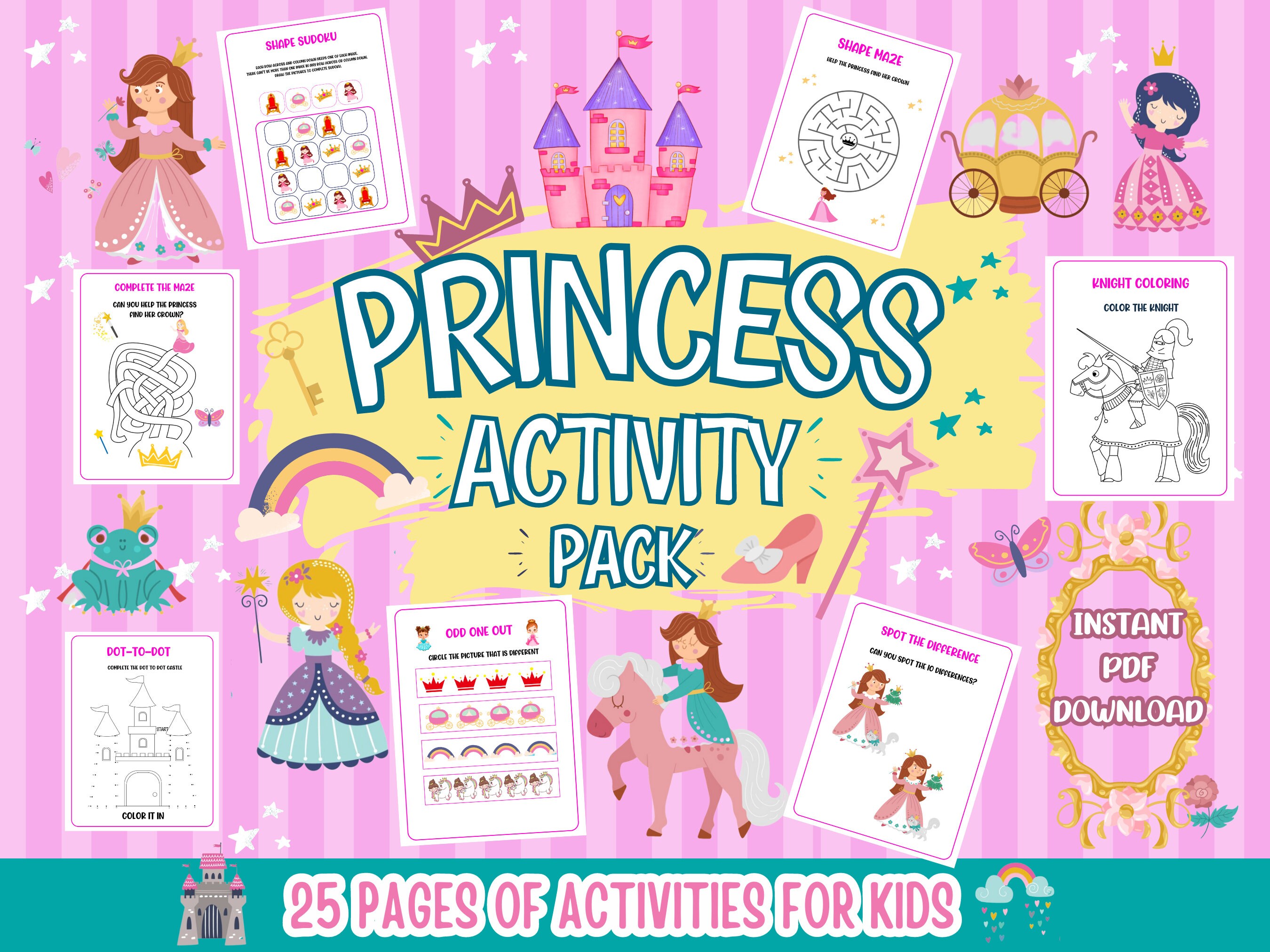 Princess Activity Pages Printable Princess Party Games - Etsy UK