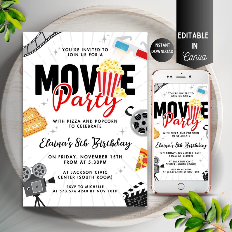 Editable Movie Night Invitation | Instant Download | Backyard Movie ...