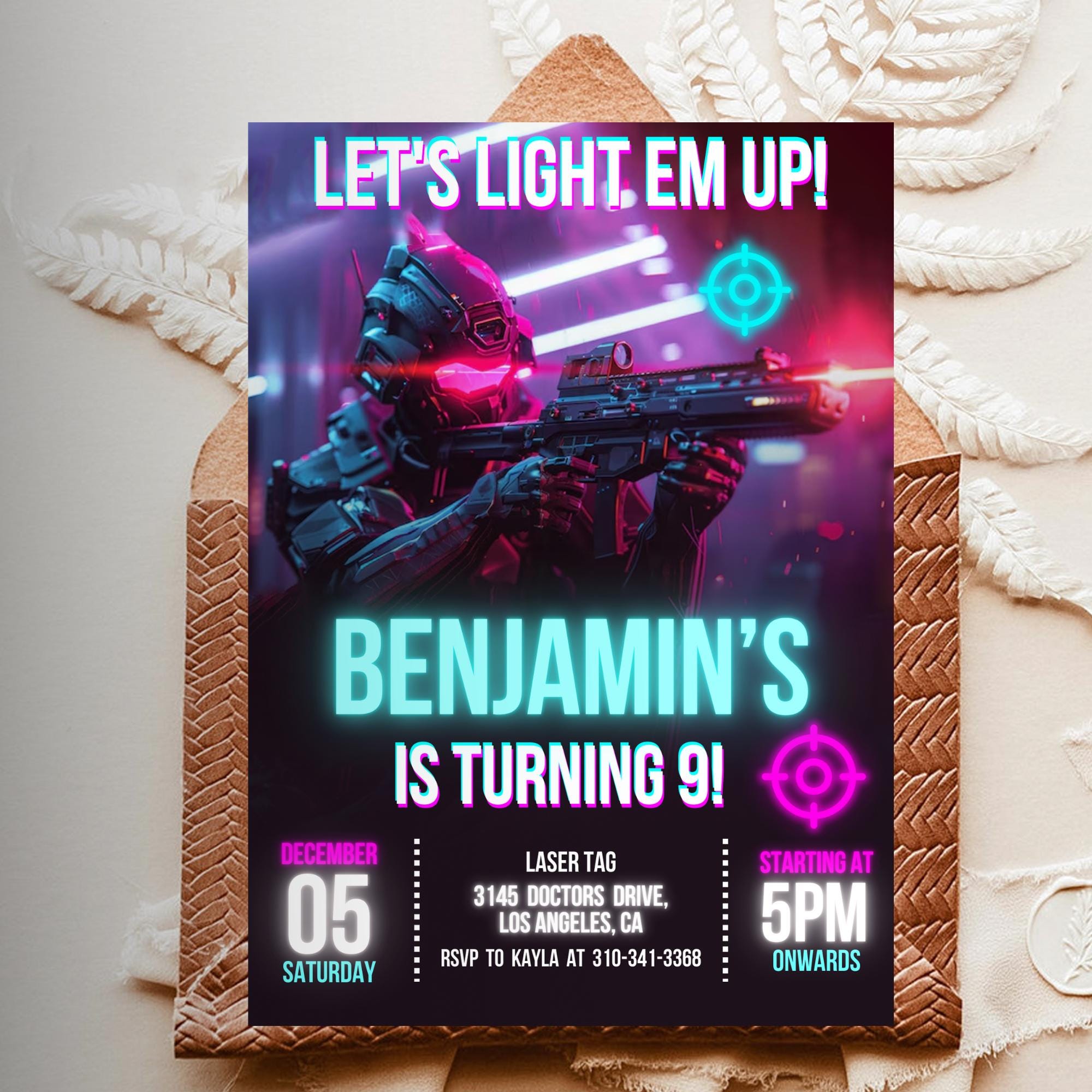 Editable Laser Tag Birthday Invitation - Neon Glow - Instant Download ...