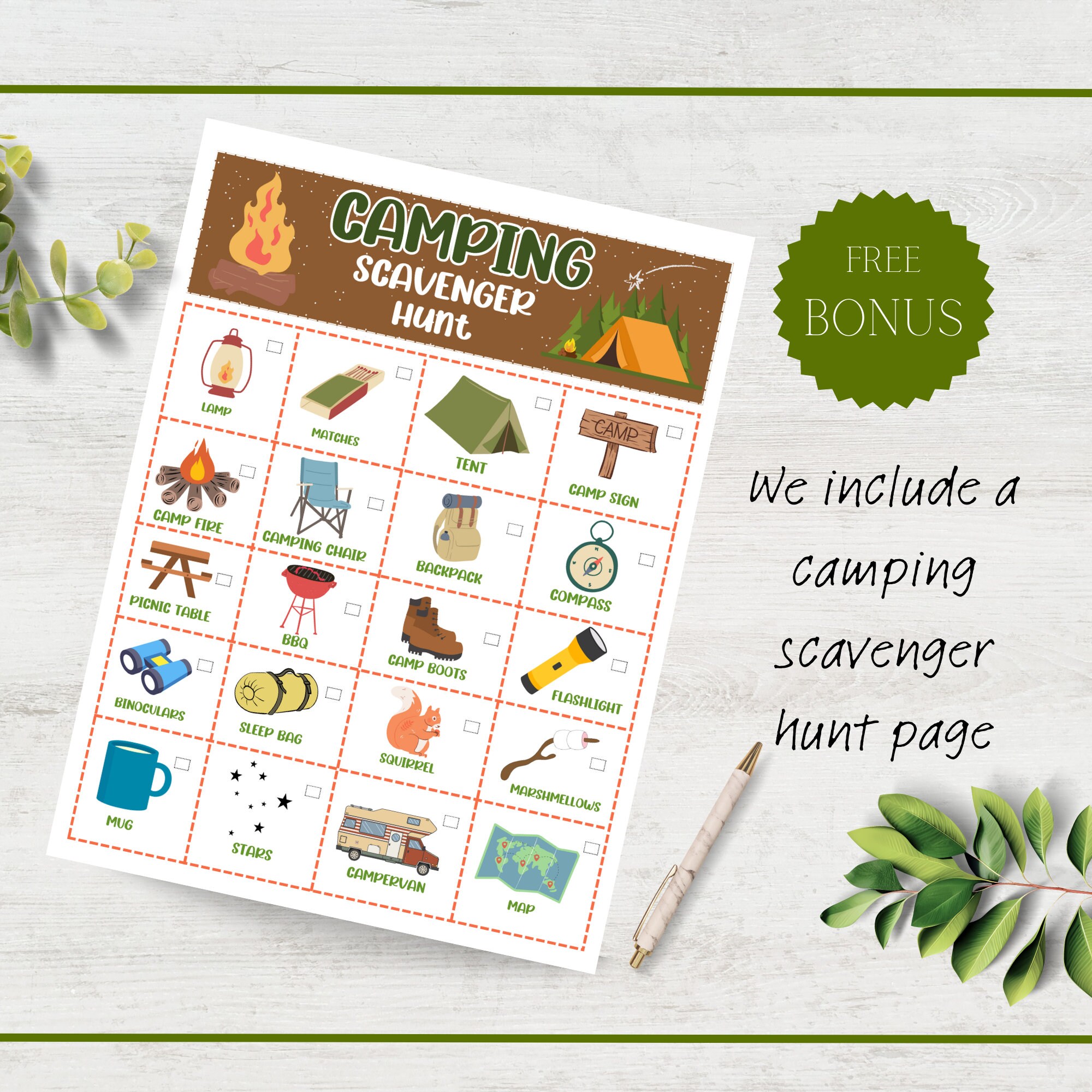 Nature Scavenger Hunt, Camping Treasure Hunt Printable, Scavenger Hunt ...