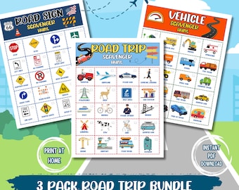 Road Trip Scavenger Hunt Bundle for Kids, Travel Kids Activity ...