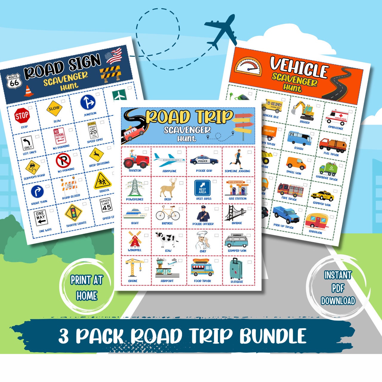 Road Trip Scavenger Hunt Bundle for Kids, Travel Kids Activity ...