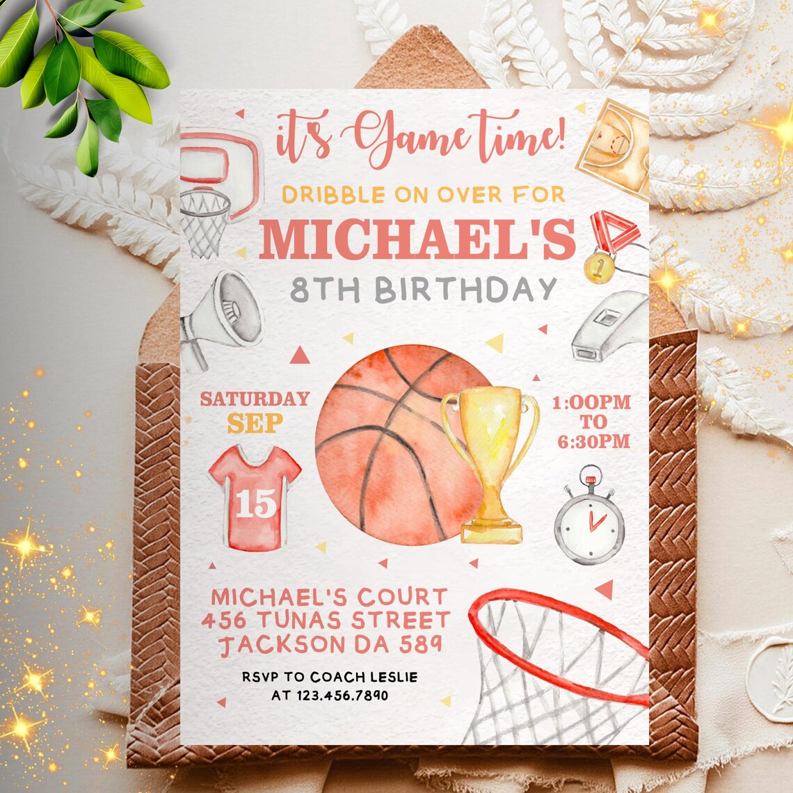 Editable Basketball Birthday Invitation: Canva Template (digital ...