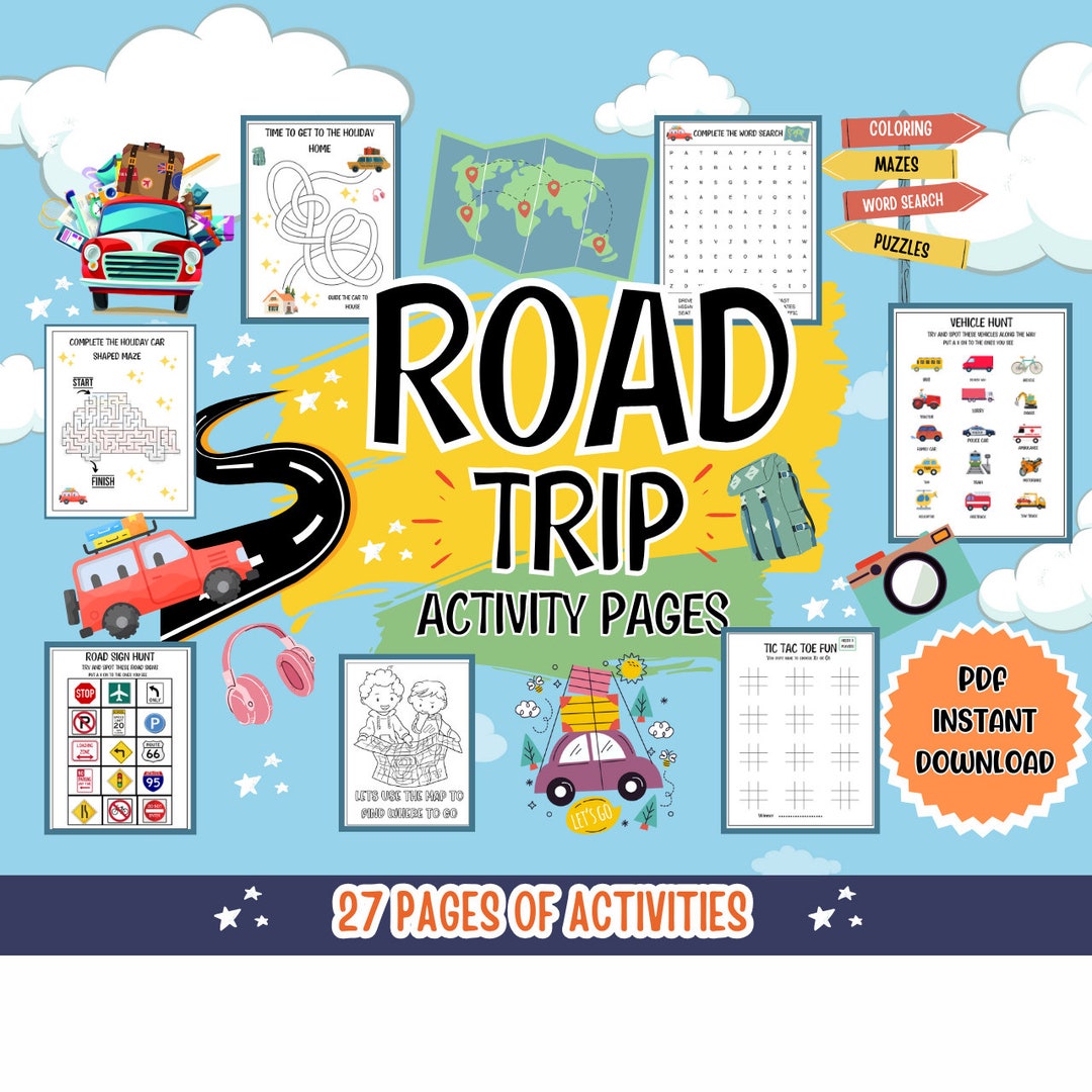 Road Trip Activity Pages, Activity Printable, Travel Activities, Road ...