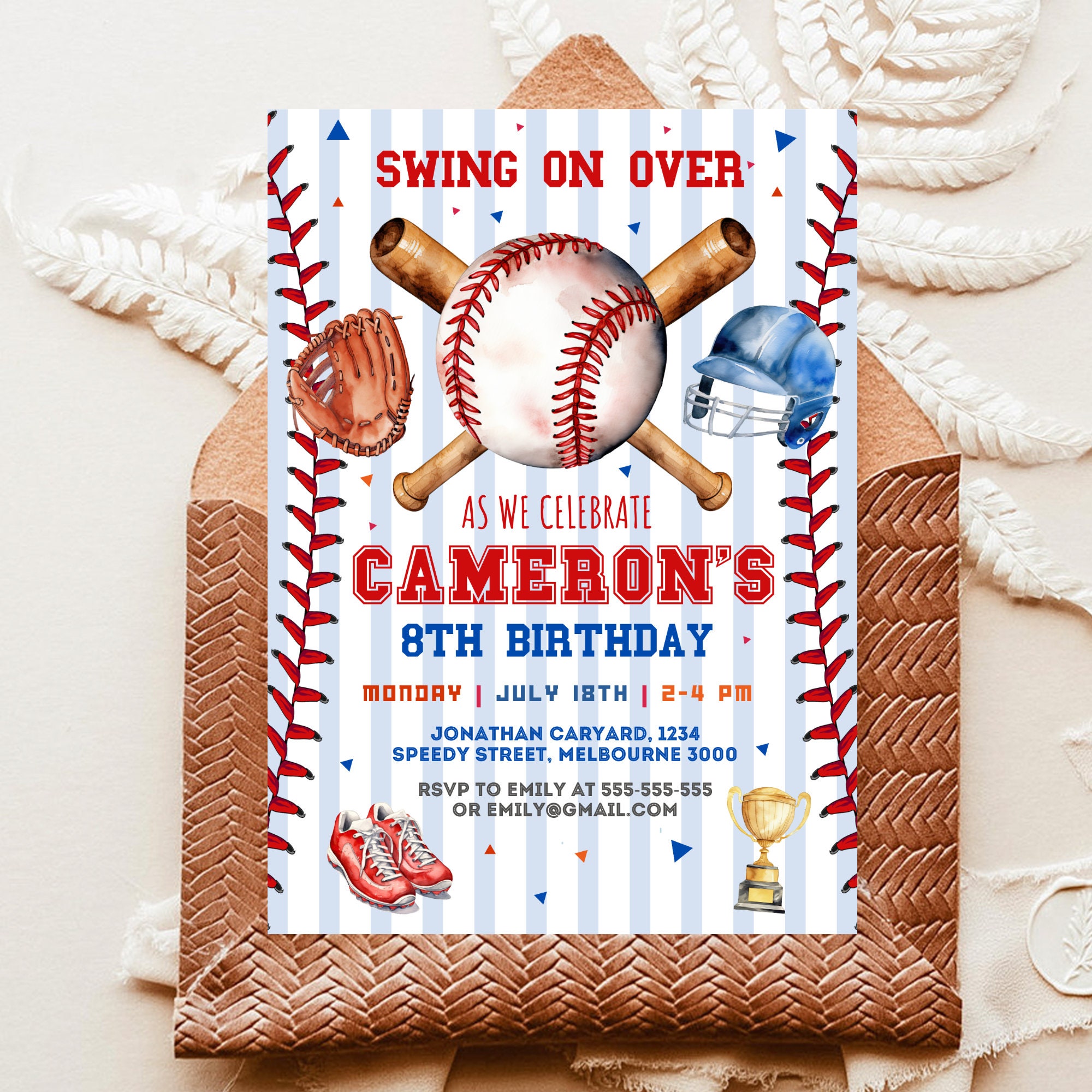 Editable Baseball Birthday Invitation Sports Birthday Baseball Party ...