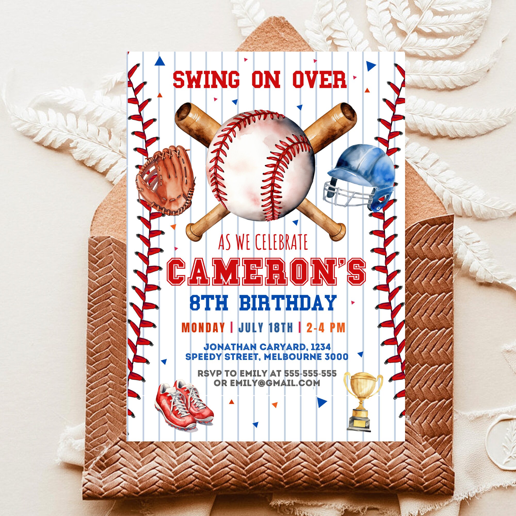 Editable Baseball Birthday Invitation: Sports Party (digital Download ...