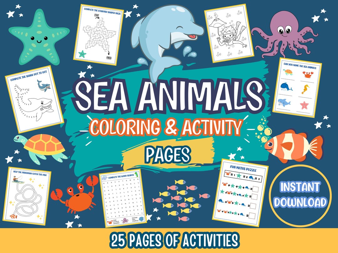 Sea Animals Activity Pages Instant Download Sea Animals - Etsy