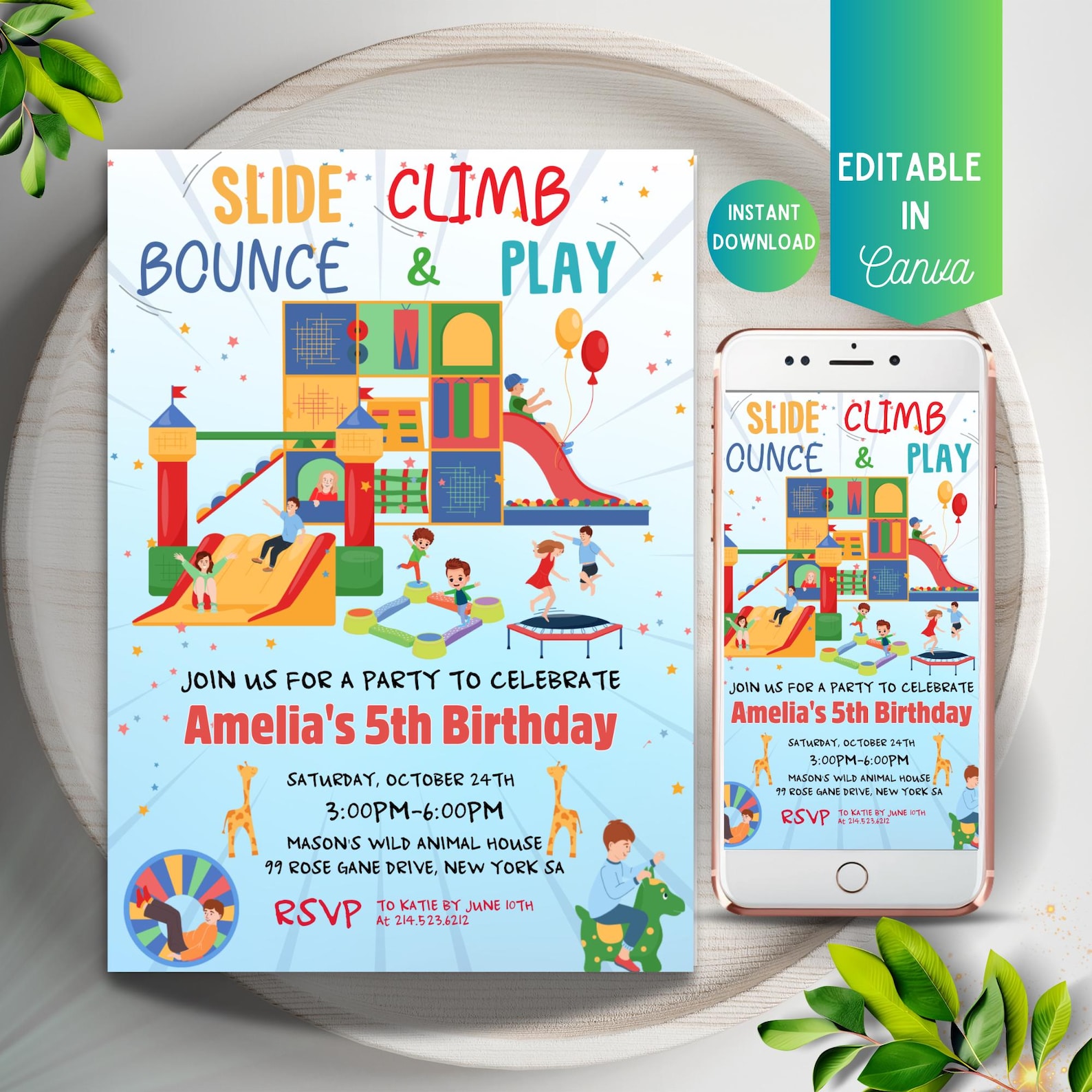 Editable Soft Play Birthday Party Invite | Jungle Gym Printable ...