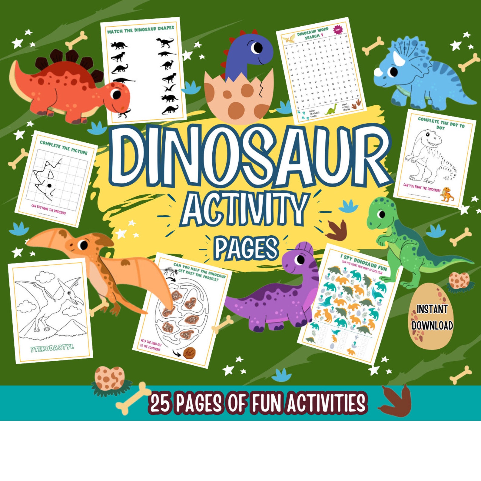 Dinosaur Activity Pages for Kids Dinosaur Games Printable Coloring ...