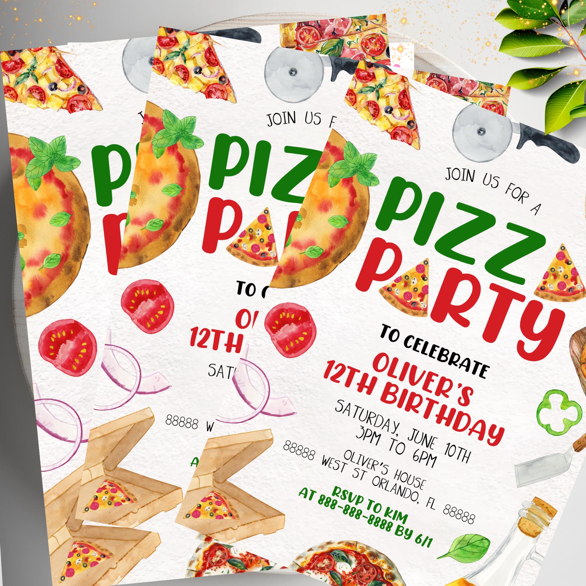 Editable Pizza Party Invitation Template: Any Age (canva Template) - Etsy