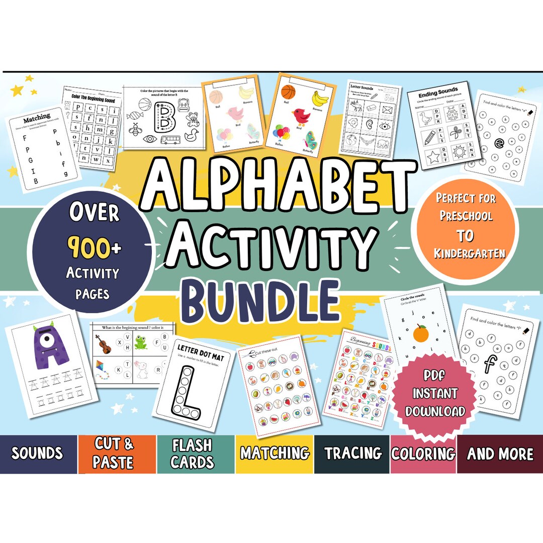 Printable Prek Toddler Alphabet Worksheets| Instant Download Alphabet ...