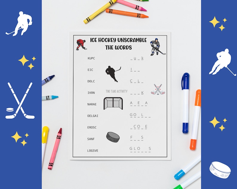 Ice Hockey Activity Pages Printable Ice Hockey Sheets Ice - Etsy