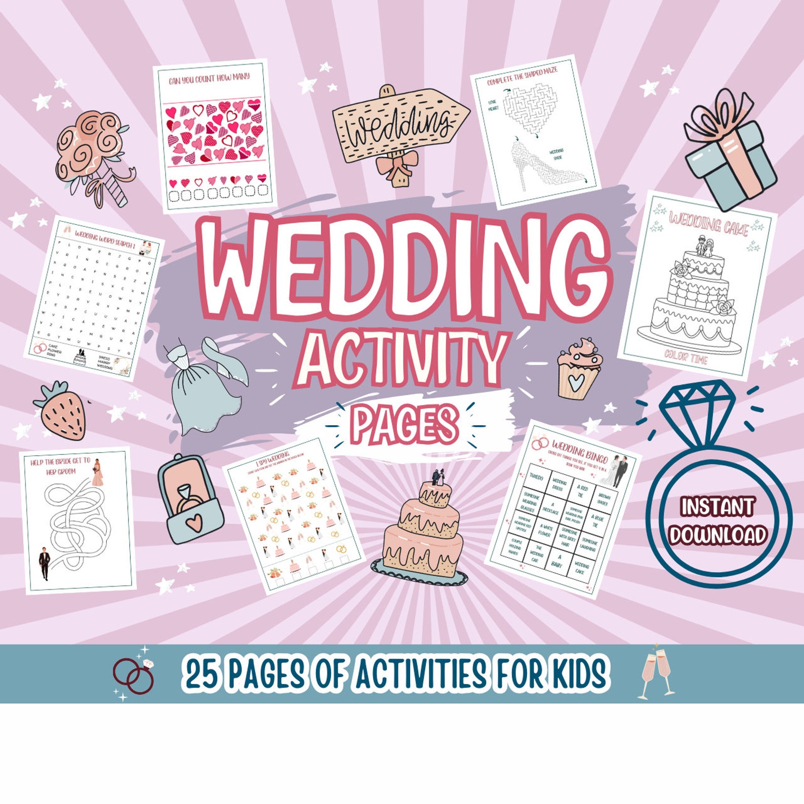 Wedding Activity Pack | Digital Wedding Activity Pages for Kids ...