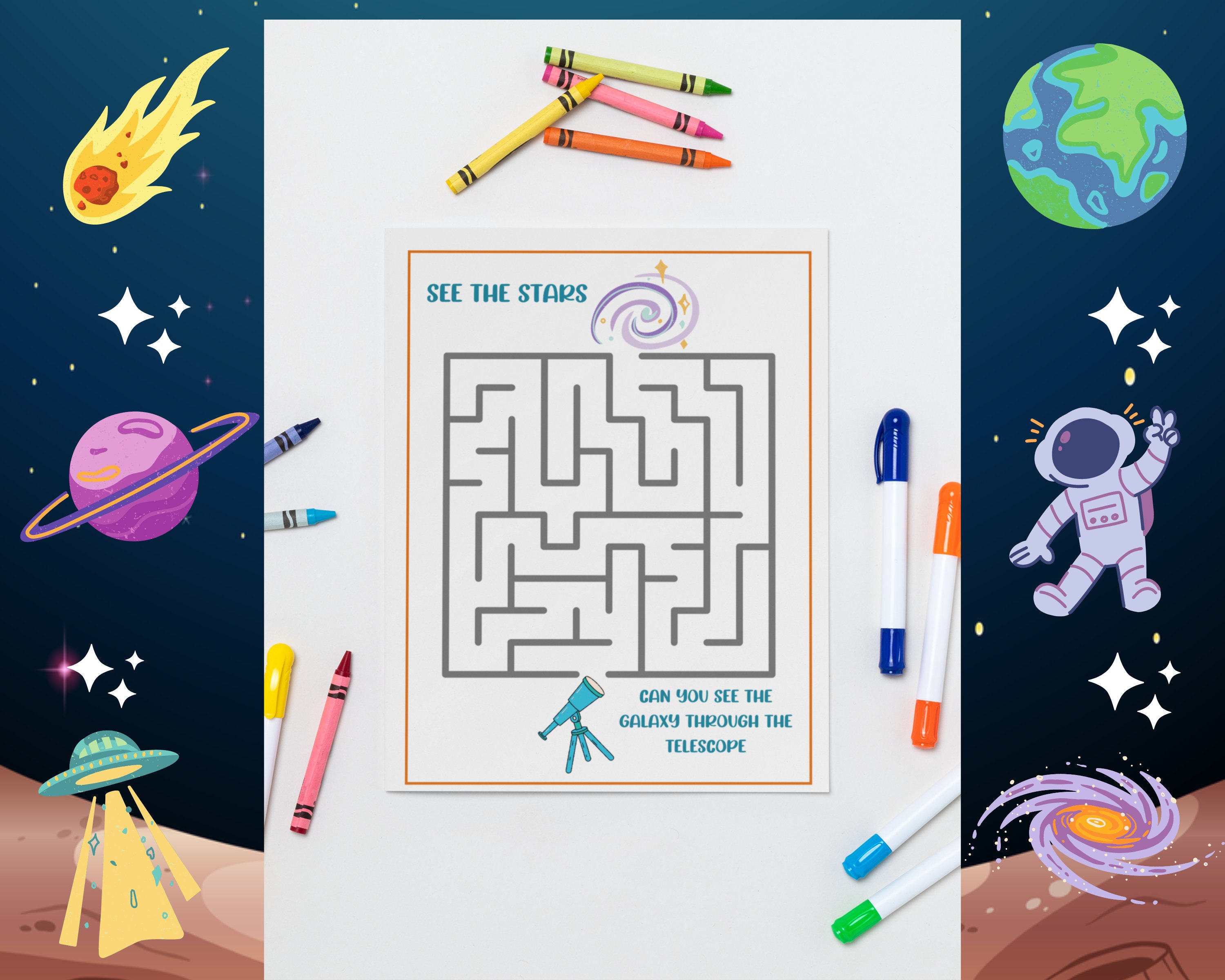 Space Themed Printable Activity Bundle for Kids, Space Party Games ...
