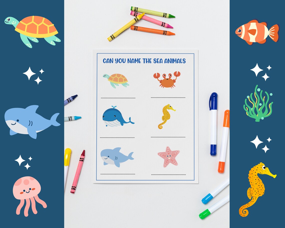 Sea Animals Activity Pages Instant Download Sea Animals Birthday Party ...