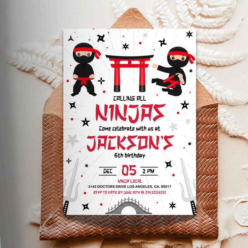Editable Ninja Birthday Invitation Template: Printable Party Invite ...