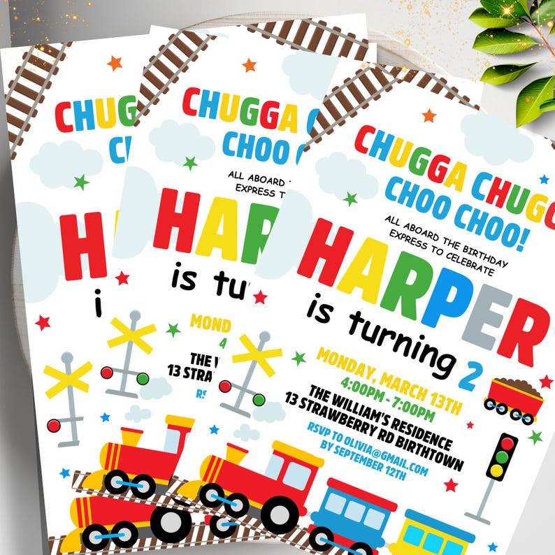 Editable Train Birthday Invitation | Instant Download | Chugga Train ...