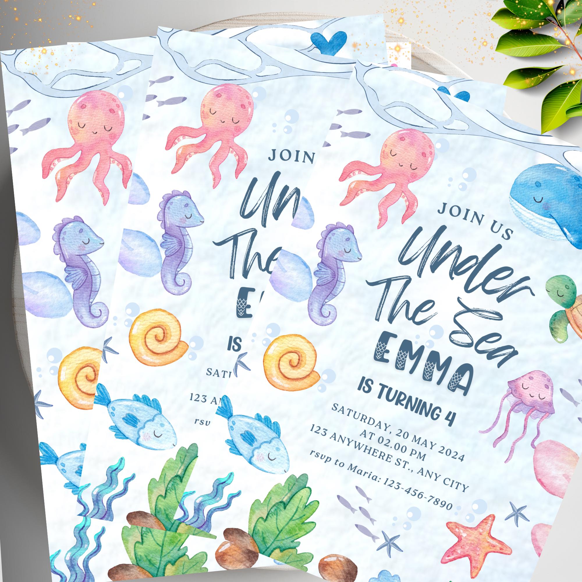 Editable Under the Sea Invite | Instant Download | Ocean Birthday ...