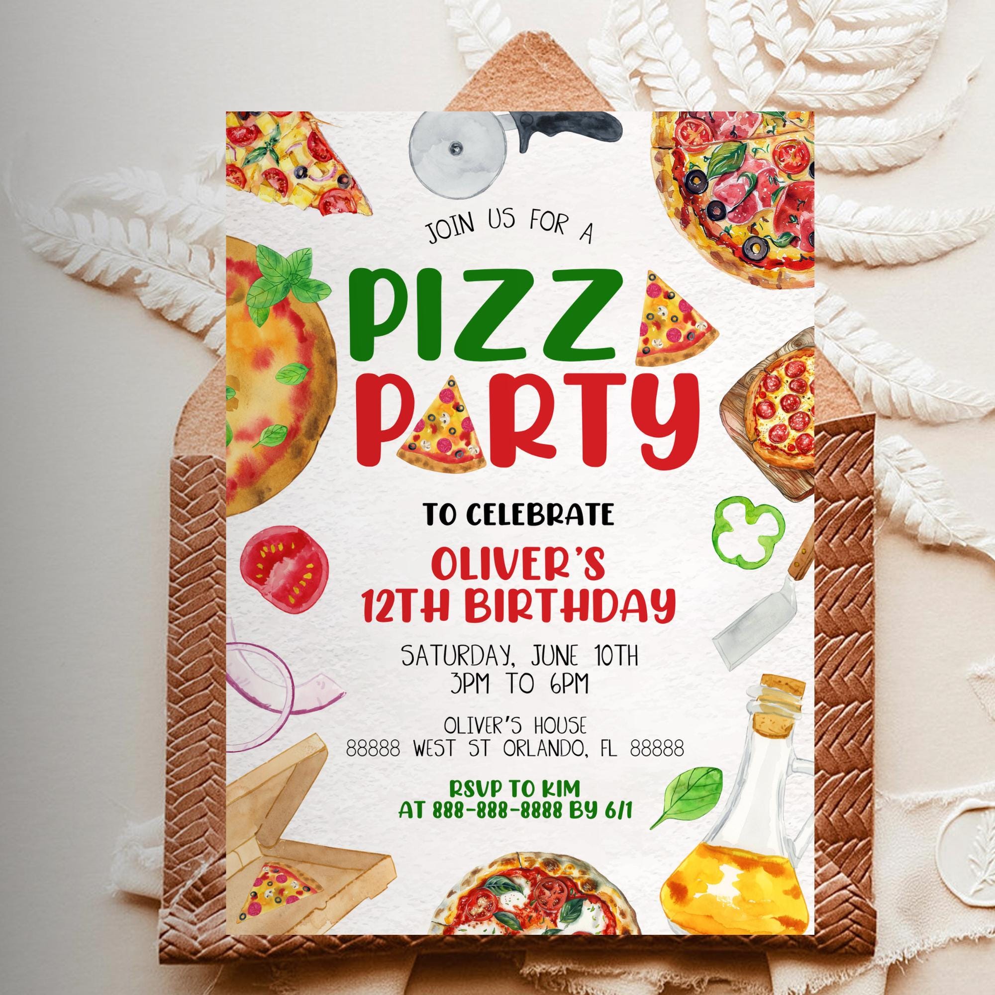 Editable Pizza Party Invitation Template: Any Age (canva Template) - Etsy