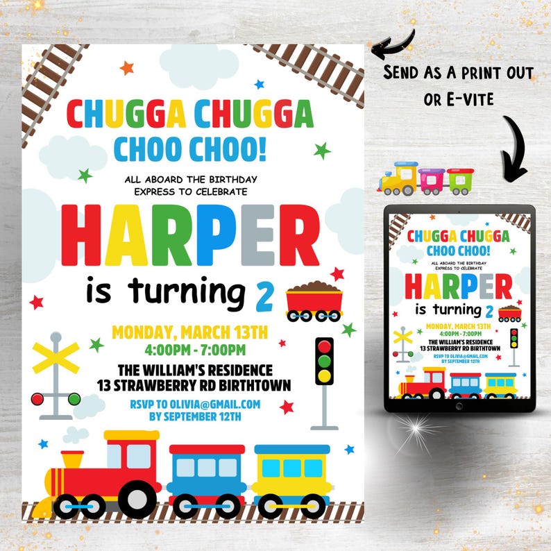 Train Birthday Invitation: Chugga Choo Choo Party (digital Download) - Etsy