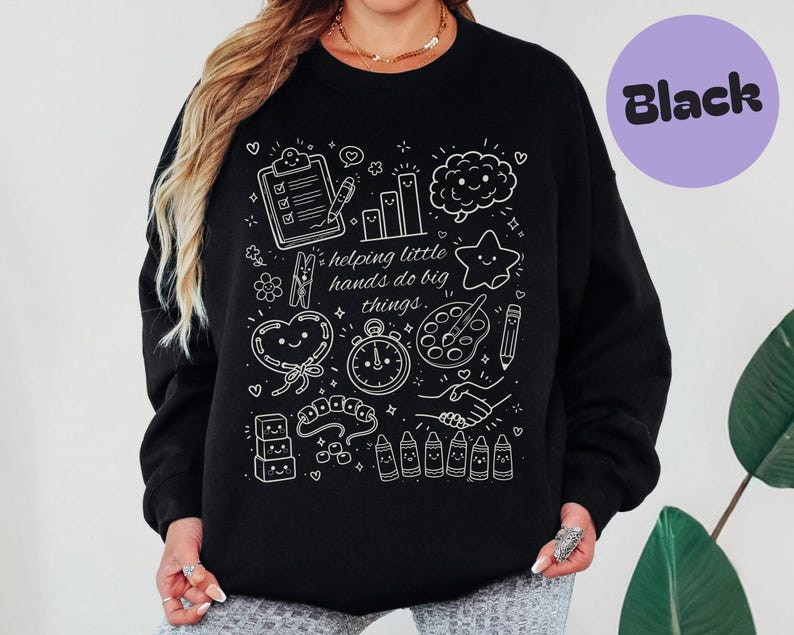 OT Monochromatic Doodle Sweatshirt, Occupational Therapist Crewneck ...