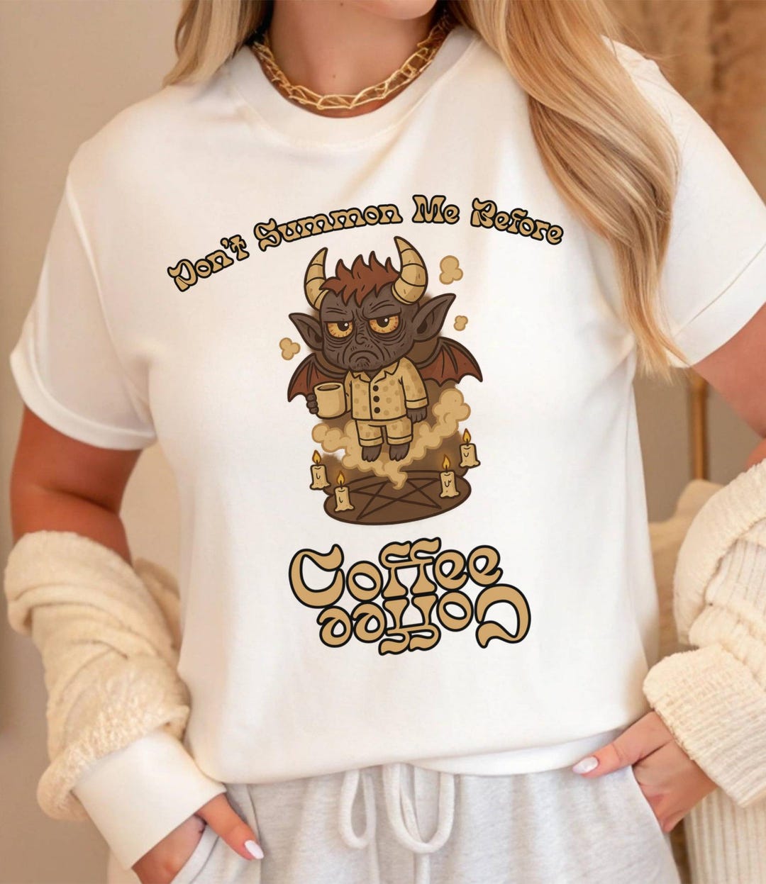 Dont Summon Me Before Coffee Unisex Shirt | Funny Demon Coffee Graphic ...