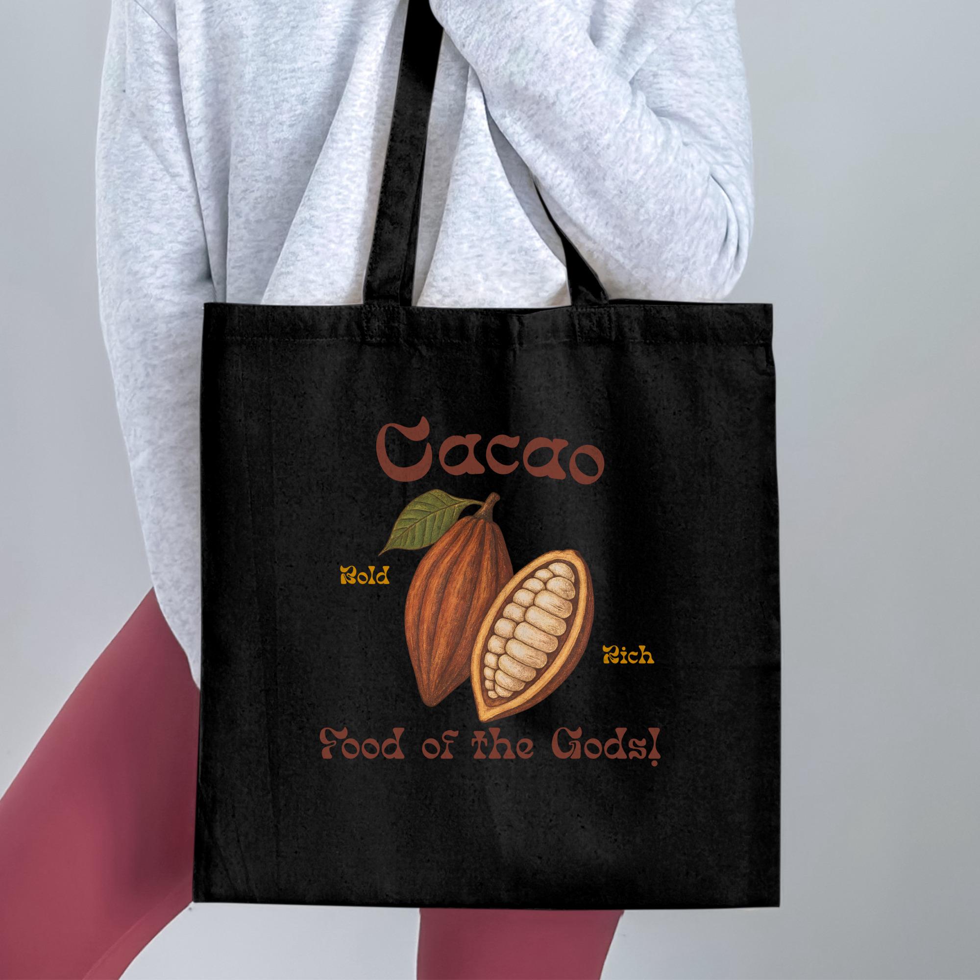 Cacao Tote Bag, Food of the Gods, Bold Rich Design, Chocolate Lover ...