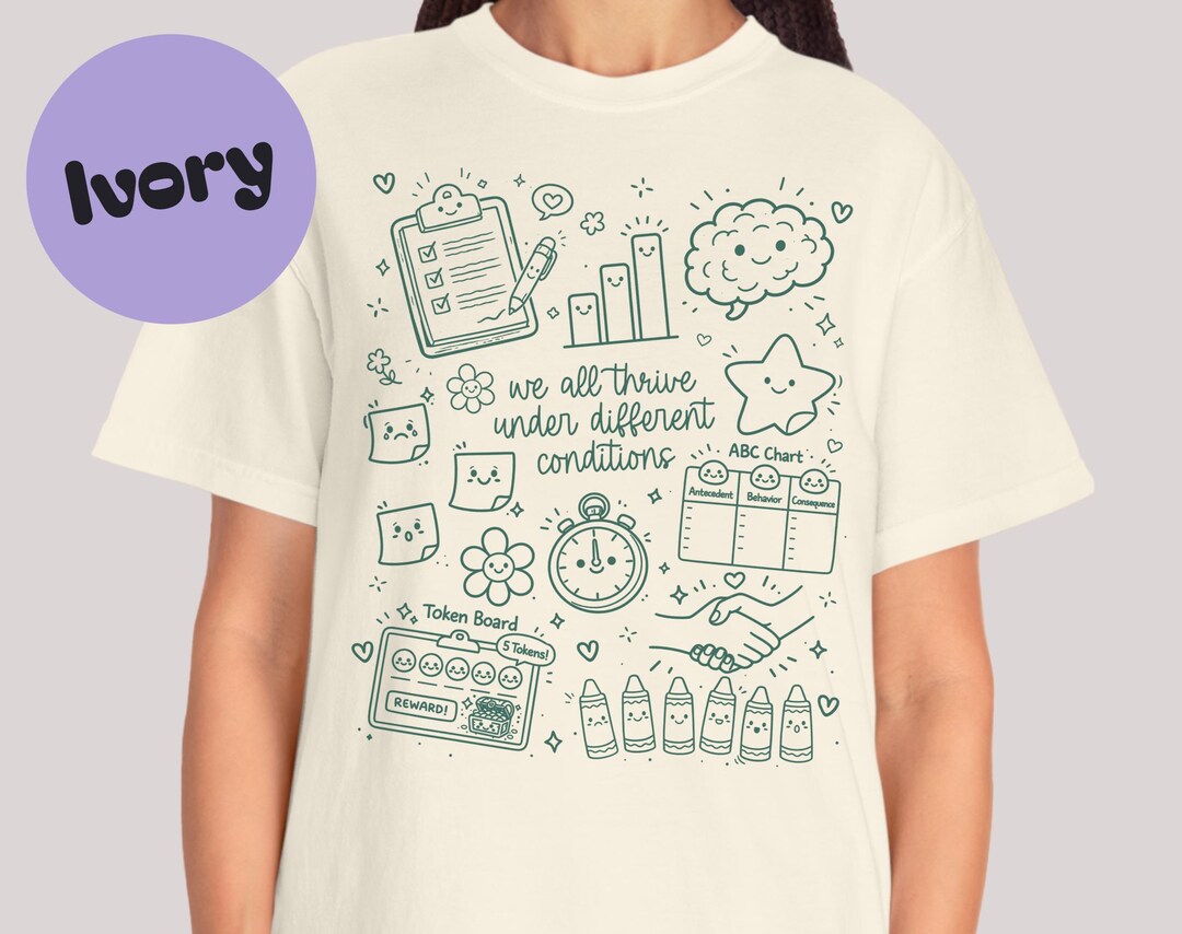 BCBA Monochromatic Doodle Comfort Colors Shirt, Behavior Therapy Tee ...