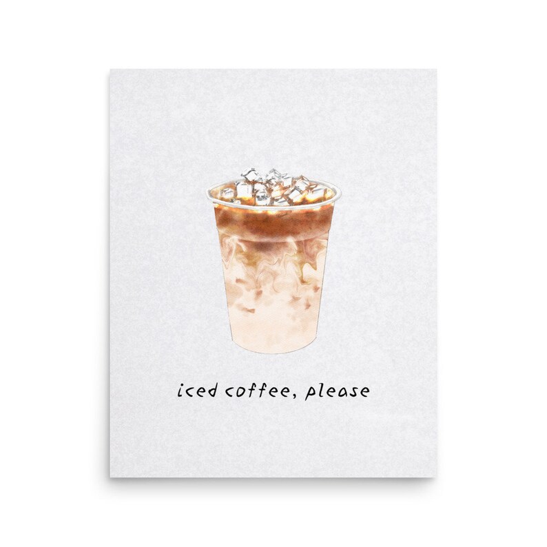 Iced Coffee Please Wall Art, Cute Coffee Bar Wall Decor, Minimalist ...