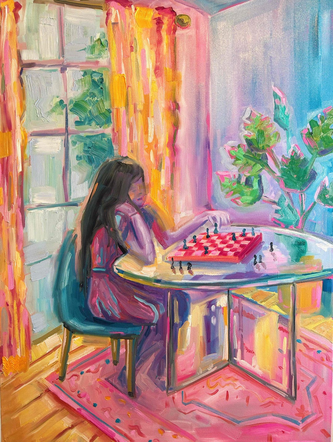 Checkmate - Original Impressionism Oil Painting on Canvas - Etsy