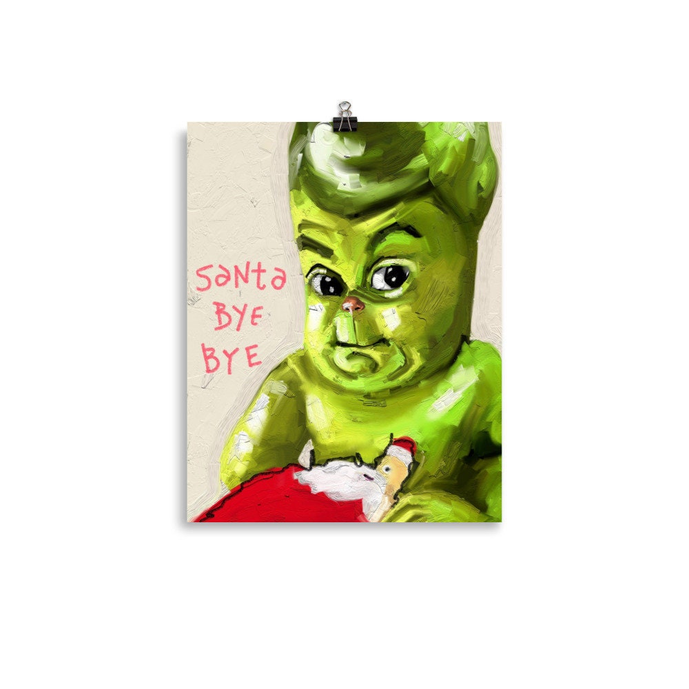 Santa Bye Bye Baby Grinch Christmas Wall Art - Etsy