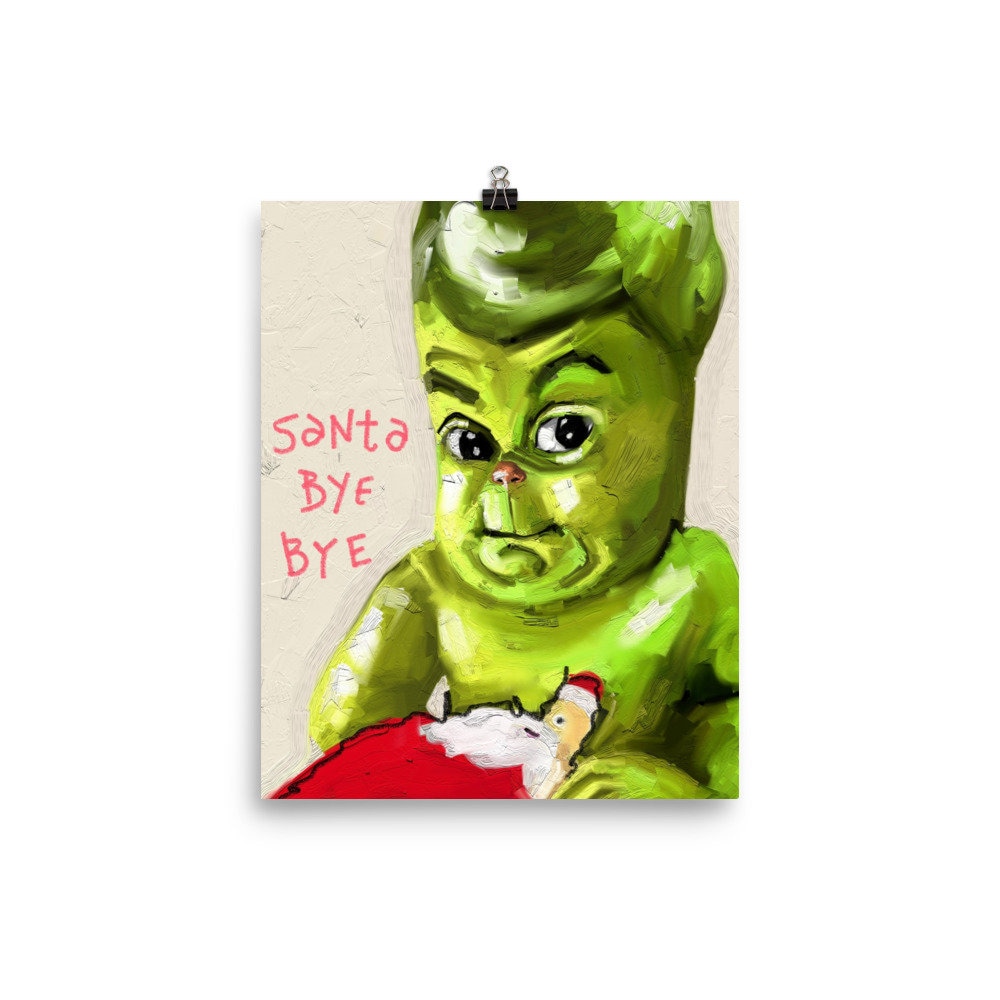 Santa Bye Bye Baby Grinch Christmas Wall Art - Etsy