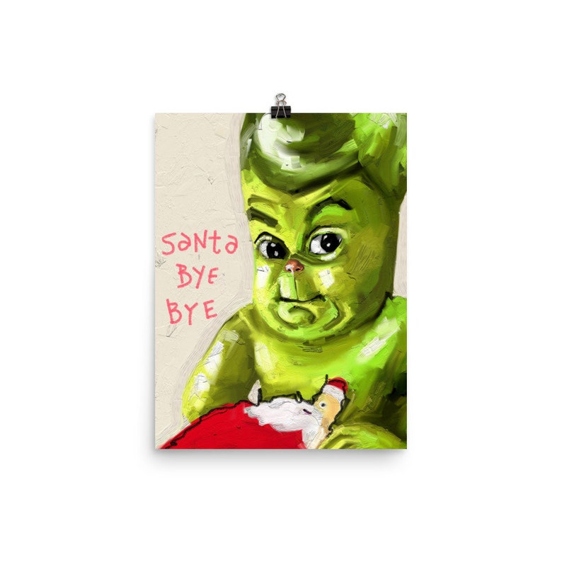 Santa Bye Bye Baby Grinch Christmas Wall Art - Etsy