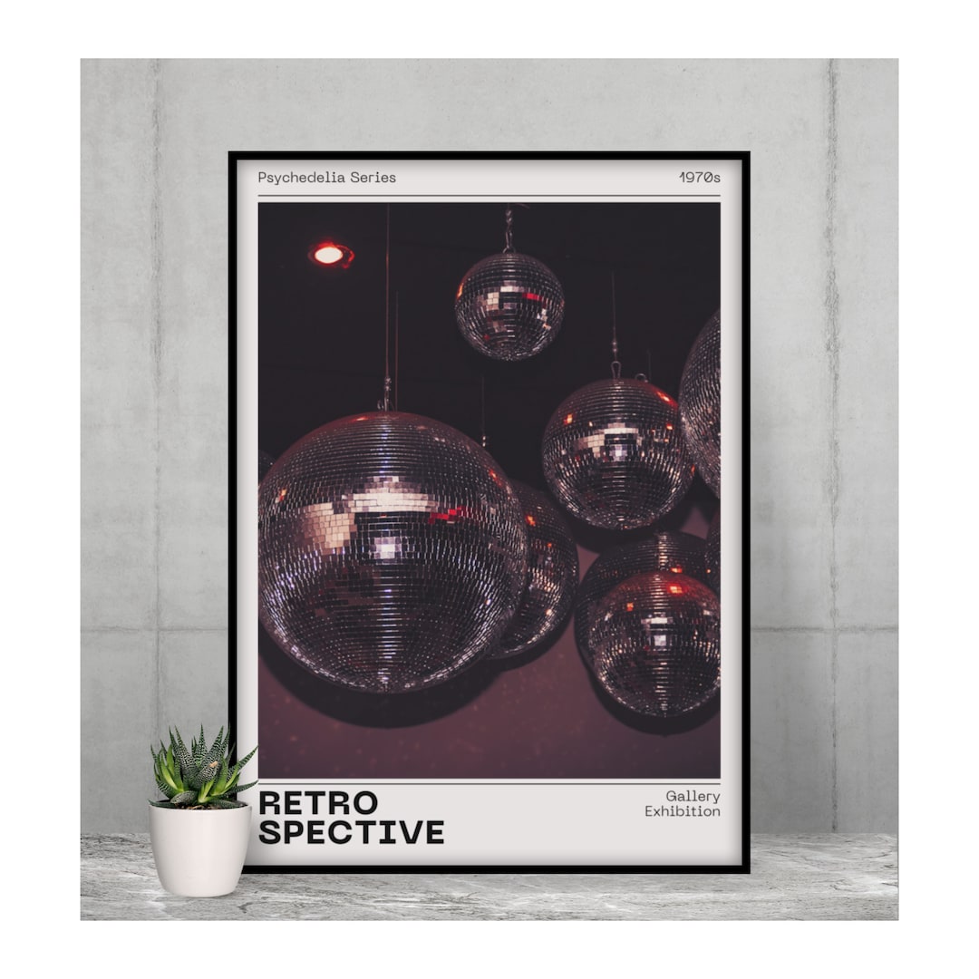 Disco Ball Vintage Poster Disco Ball Wall Art Trendy Preppy Disco ...