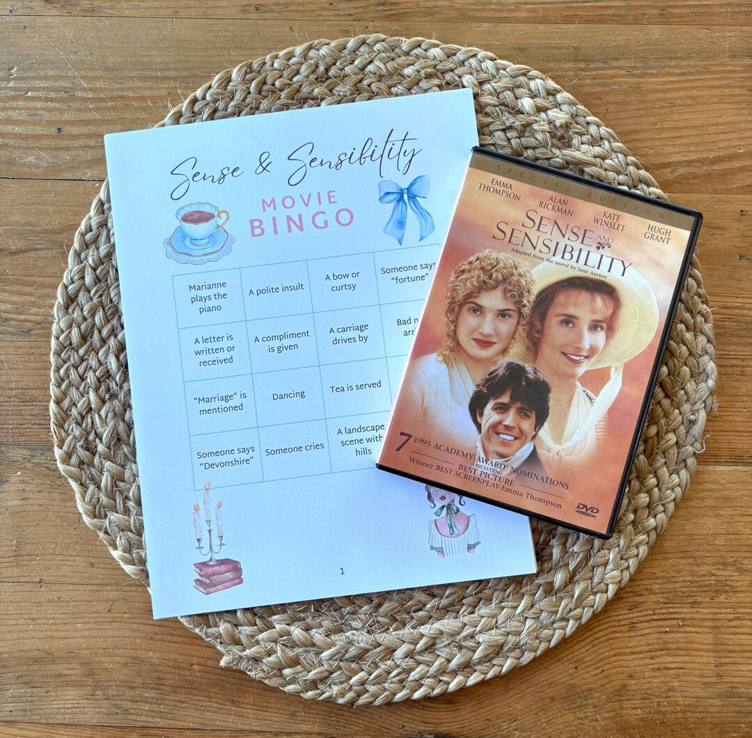 Sense and Sensibility Movie Bingo Card | Printable | 7 Cards - Etsy