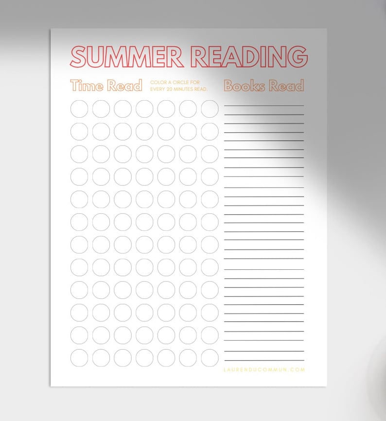Summer Reading Challenge Log Chart | Instant Download, Printable - Etsy