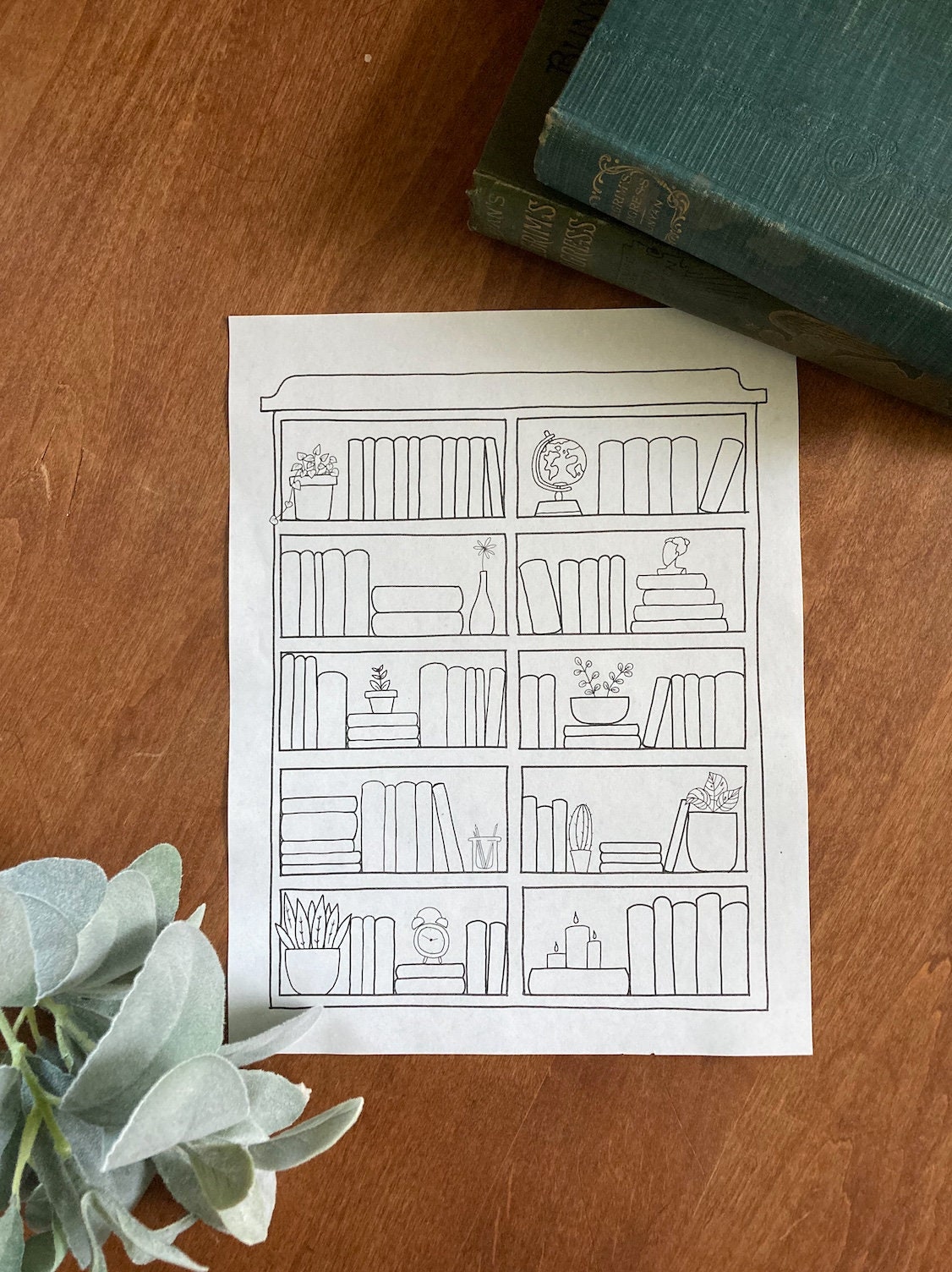 Printable Book Tracker | Bookshelf Coloring Page | Book Planner - Etsy
