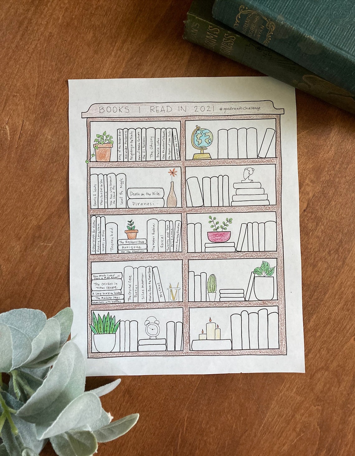 Printable Book Tracker | Bookshelf Coloring Page | Book Planner - Etsy