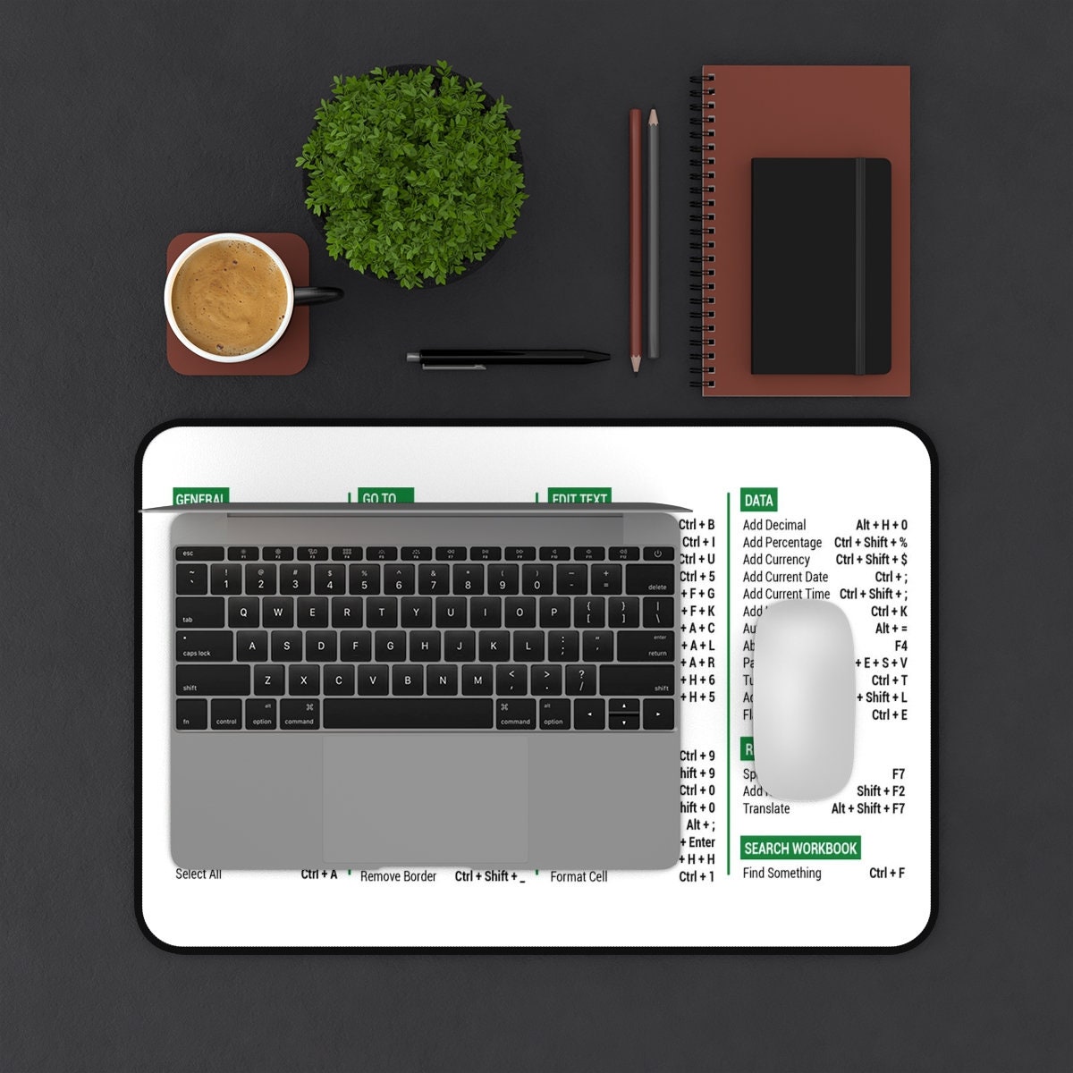 Excel Keyboard Shortcut Cheat Sheet Mouse Pad Desk Mat Excel - Etsy