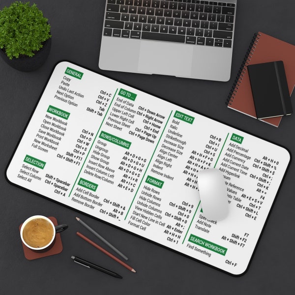 Mouse Pad Shortcut Excel - Etsy Mouse Pad Shortcut Excel - Etsy