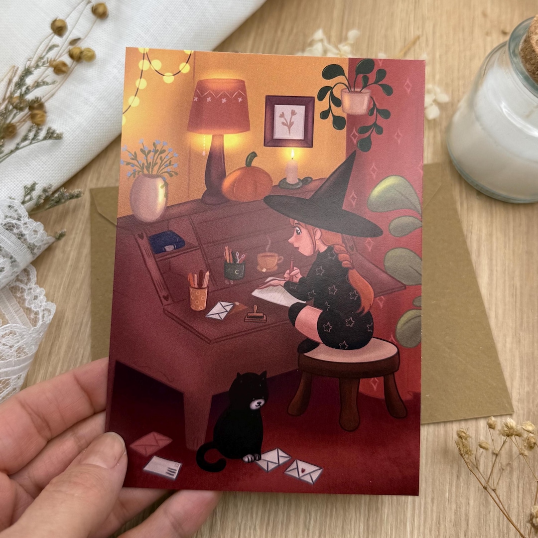 Witch Writes Letters - Magical Postcard for Writing Enthusiasts - Etsy