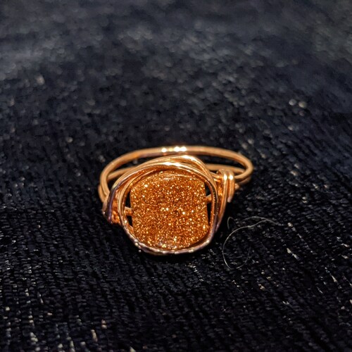 Red Goldstone Ring Solid Gemstone Ring Goldstone Faceted Band - Etsy