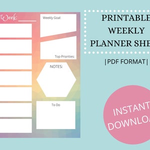 Rainbow Printable Weekly Planner Sheet, Weekly Agenda/schedule, to Do ...