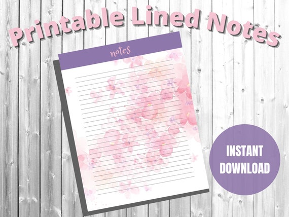 Printable Lined Notes Printable Notes Page/sheet Line Notes | Etsy