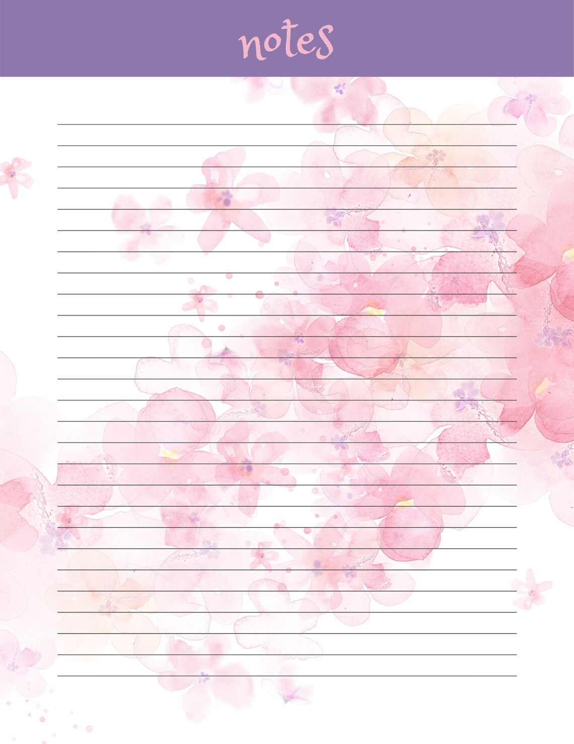 Printable Lined Notes, Printable Notes Page/sheet, Line Notes, Notes ...