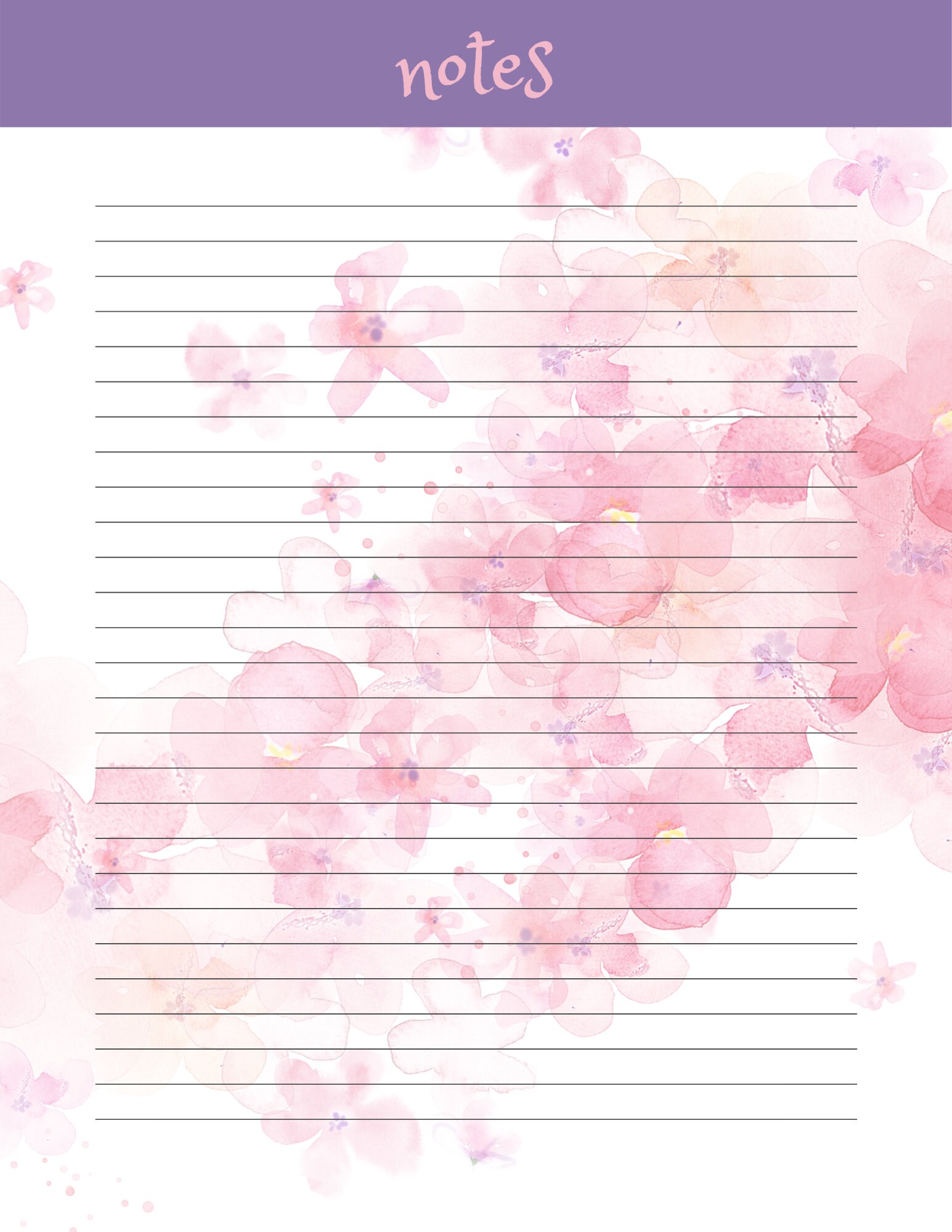 Printable Lined Notes, Printable Notes Page/sheet, Line Notes, Notes ...
