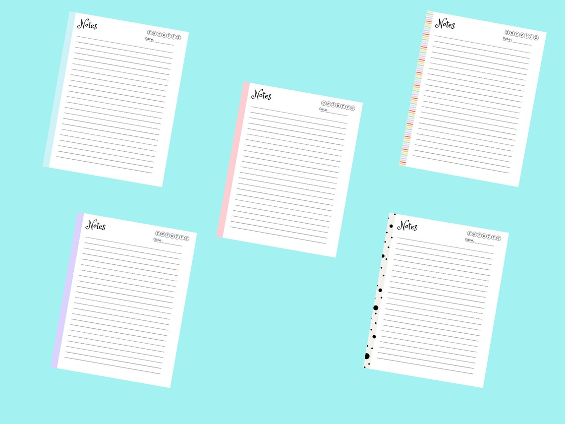 Colorful Printable Lined Notes, Printable Notes Page/sheet, Notes ...