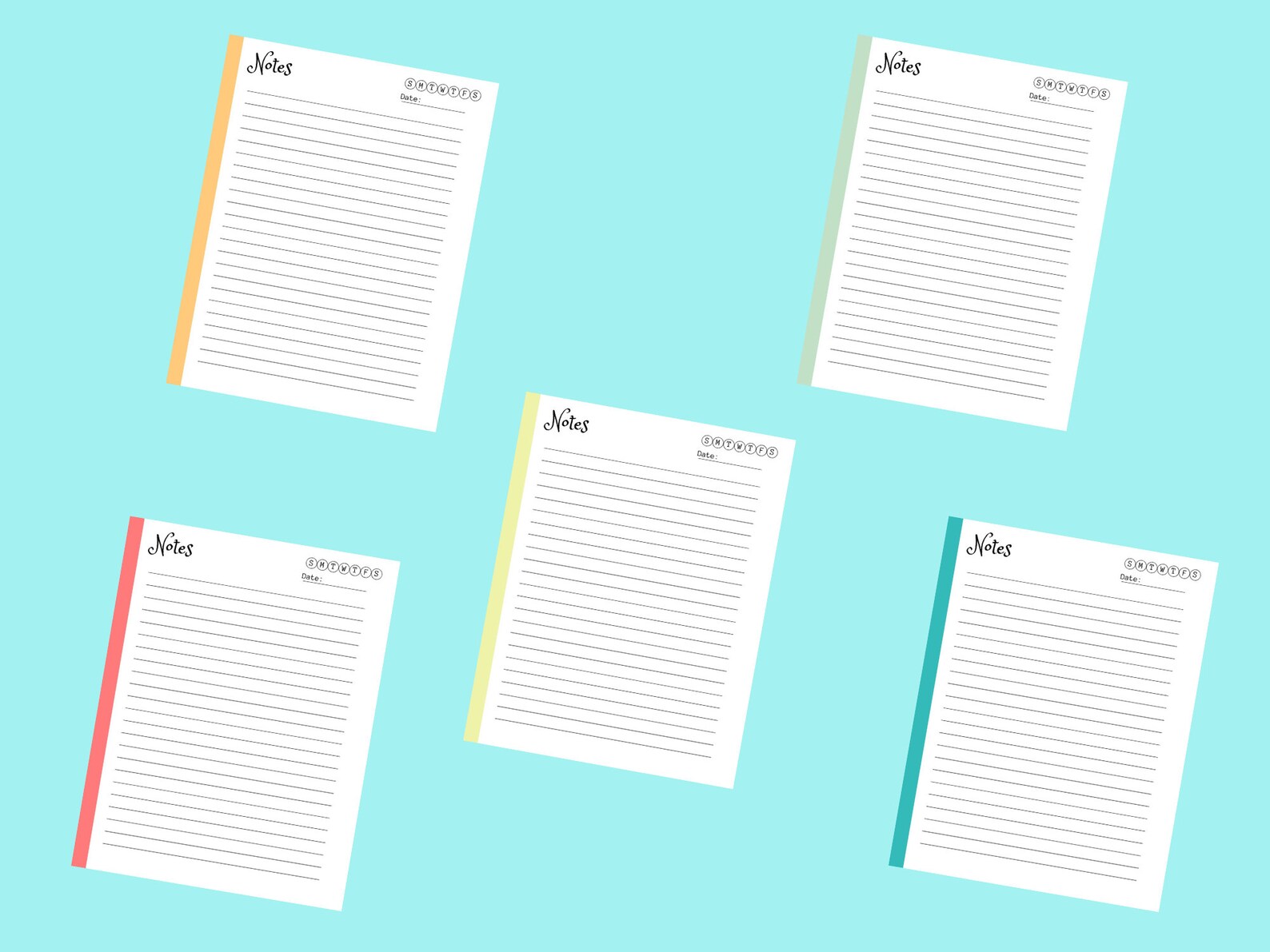 Colorful Printable Lined Notes, Printable Notes Page/sheet, Notes ...